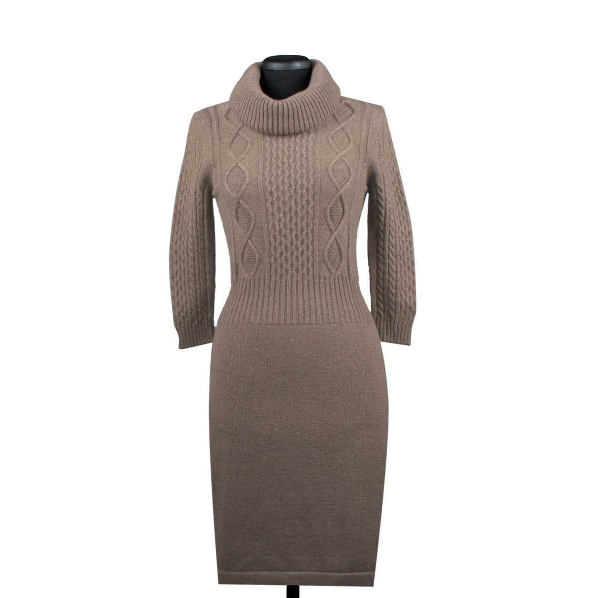 Brown cashmere twisted knitted jumper dress - Di Franco Moda Italiana