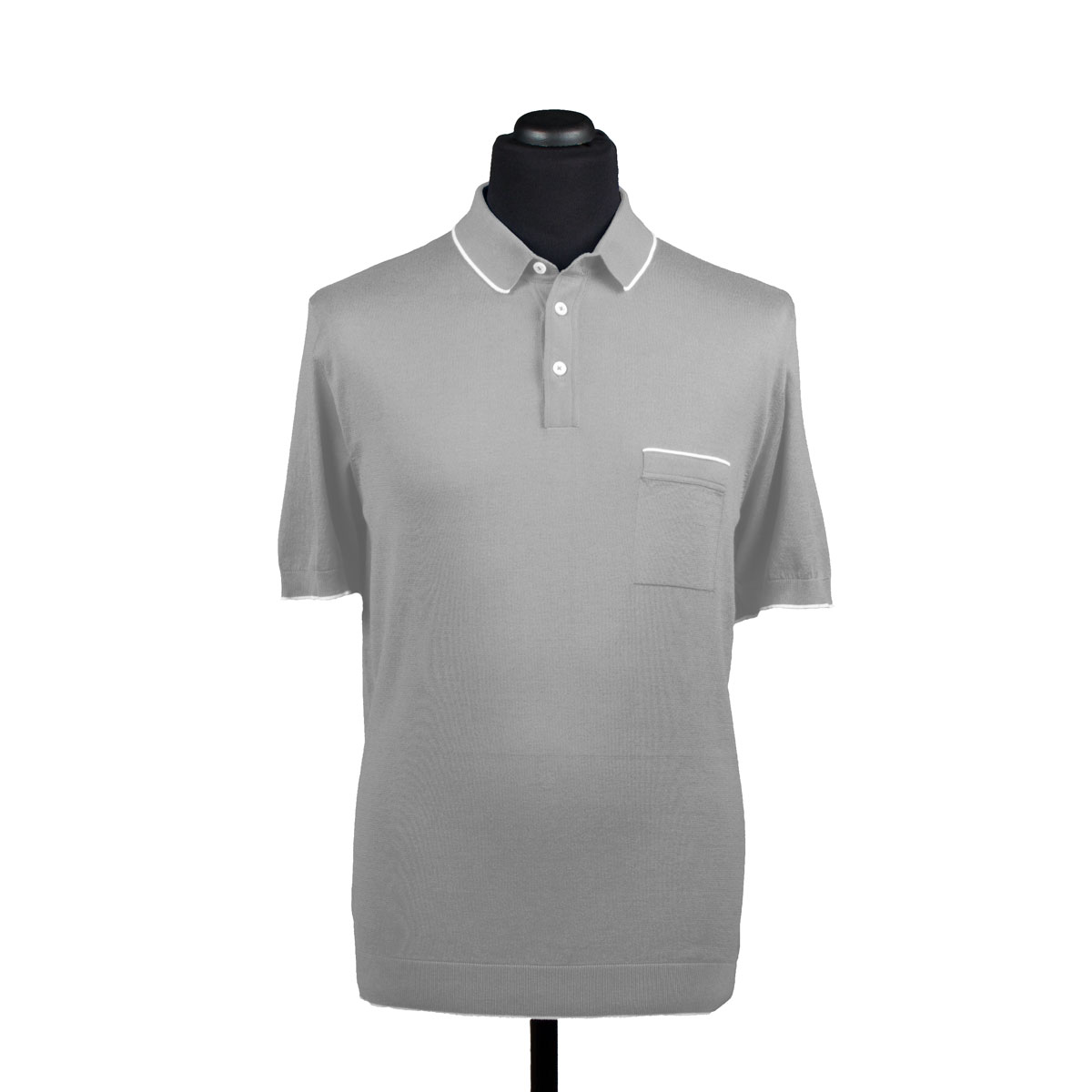 Mesh cotton polo shirt, grey - Di Franco Moda Italiana