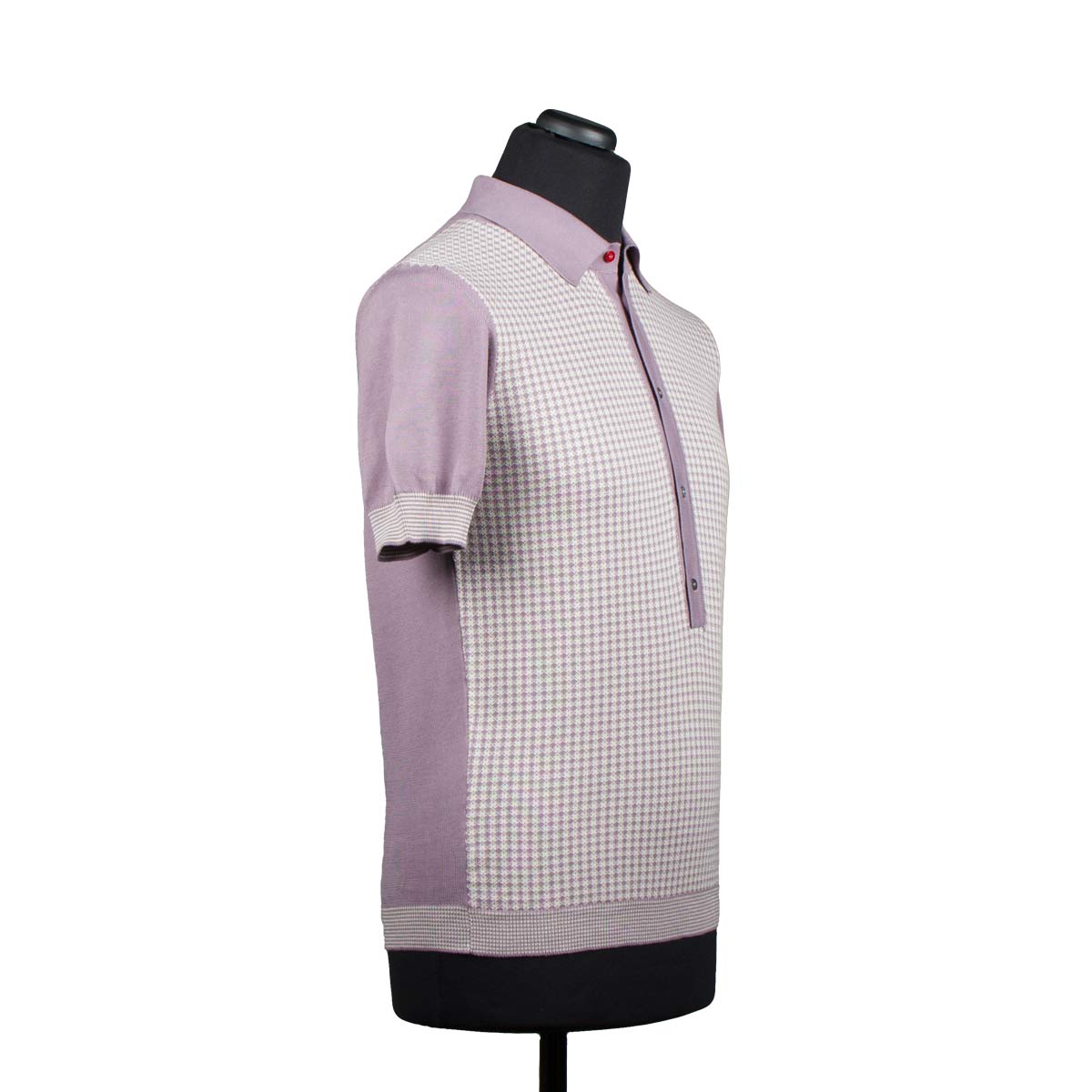 Jacquard mesh polo shirt, light violet - Di Franco Moda Italiana