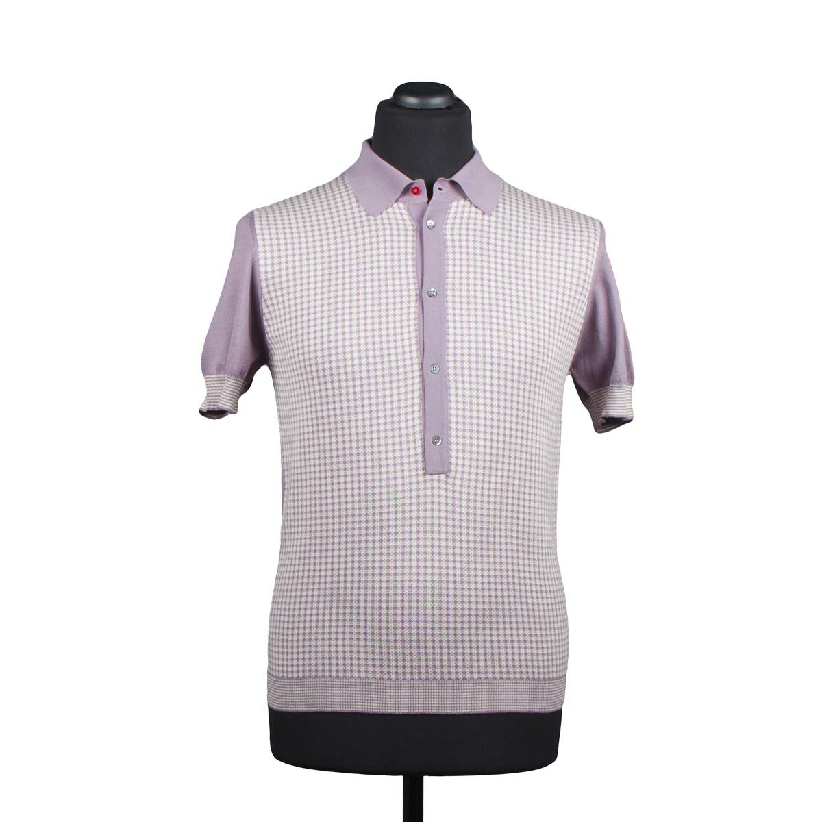 Jacquard mesh polo shirt, light violet - Di Franco Moda Italiana