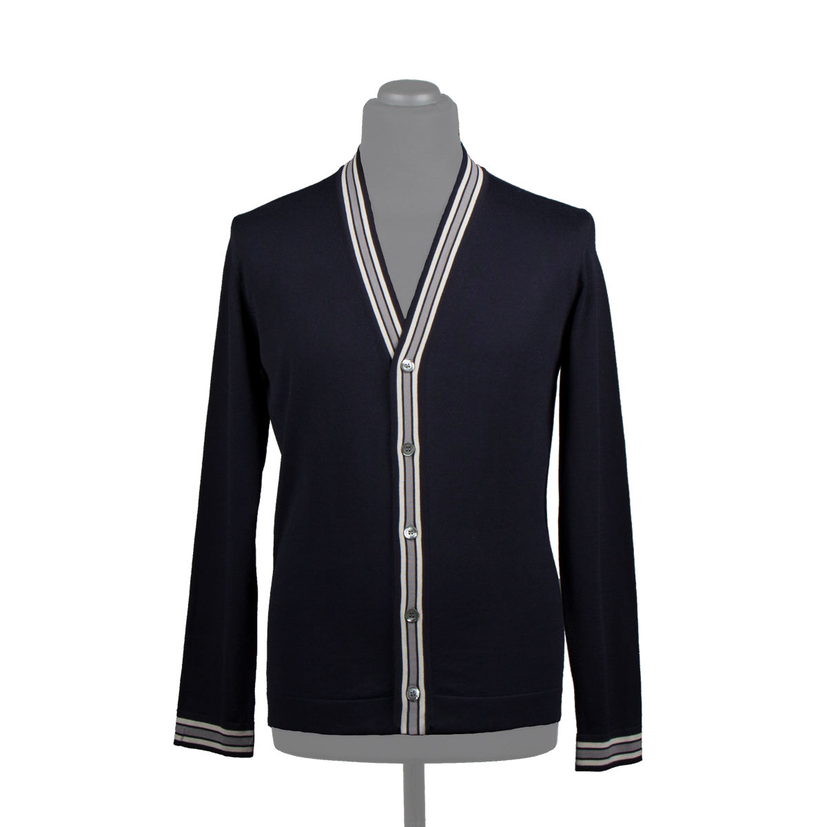 Midnight blue cotton button cardigan - Di Franco Moda Italiana